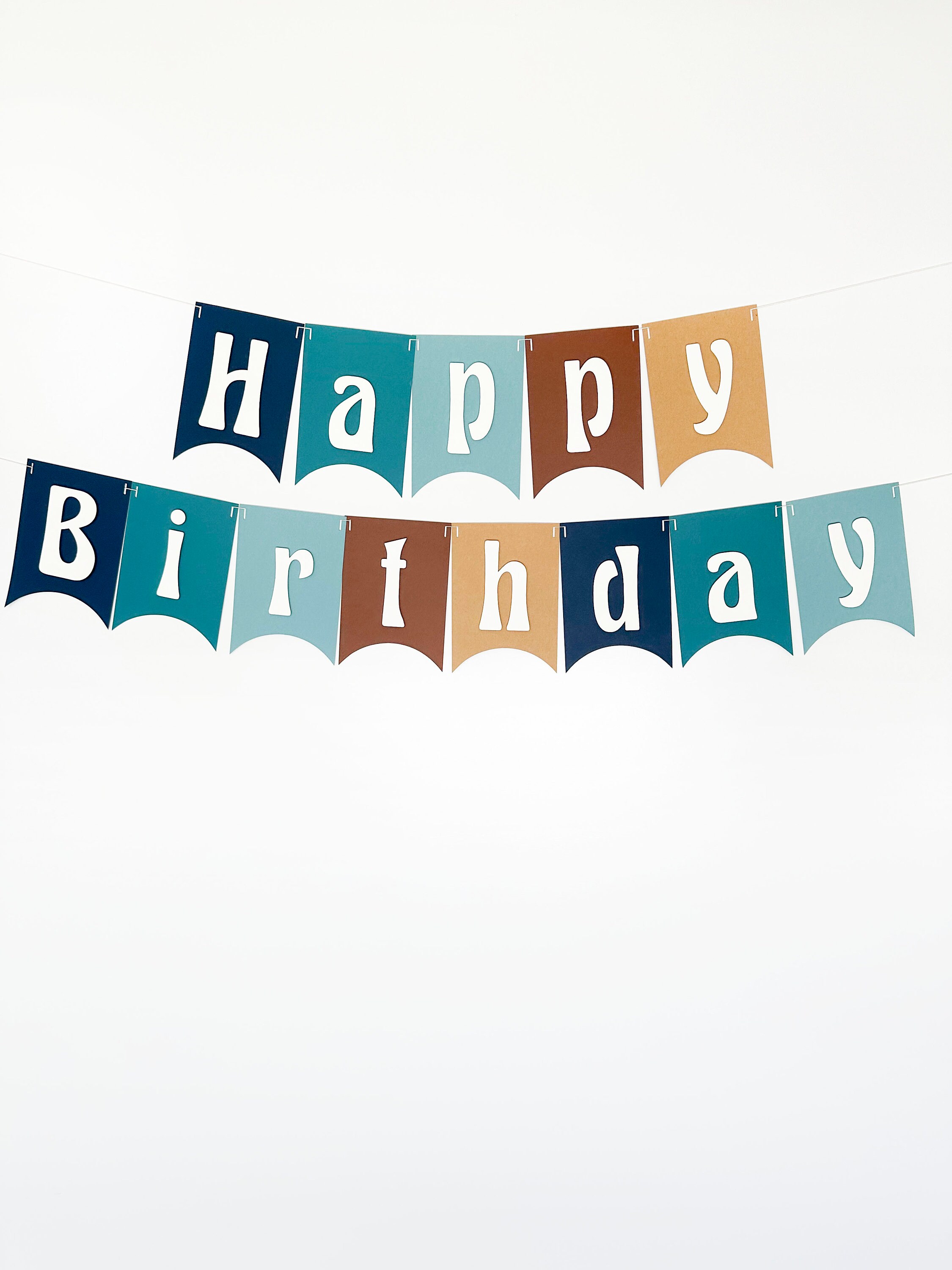 Boy Birthday Banner Blue Birthday Banner Brown Birthday - Etsy