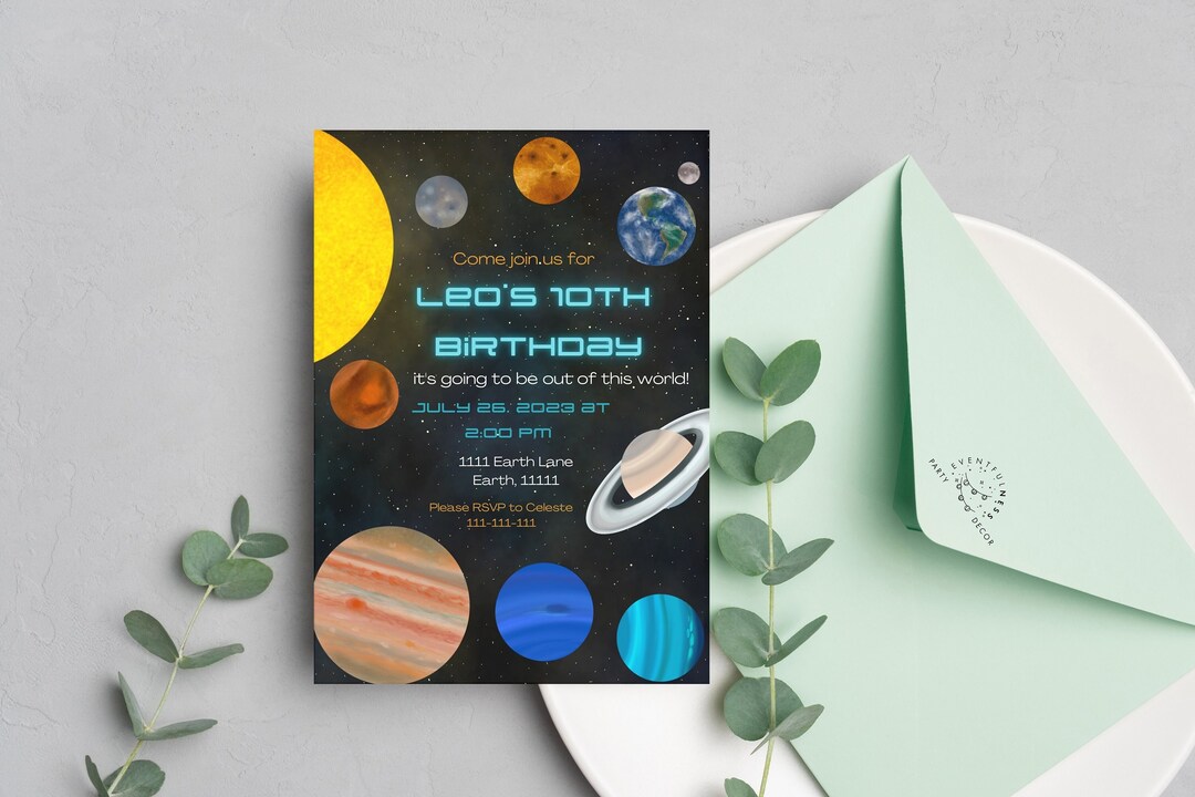 Space Invitation | Planet Invitation | Party Invite | Outer Space ...