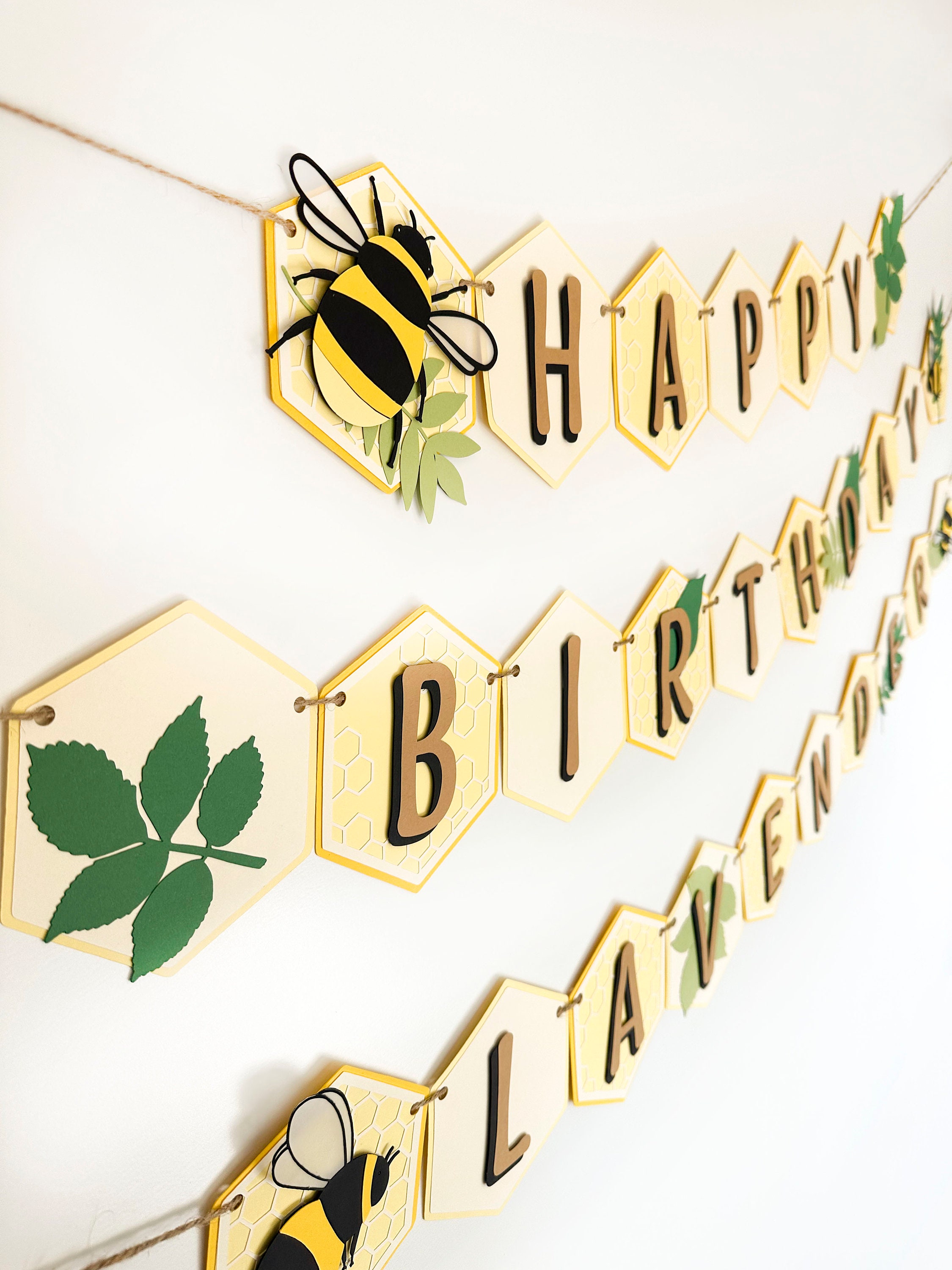 Bee Party Banner Honeycomb Banner Honeybee Bumblebee Events Birthday ...