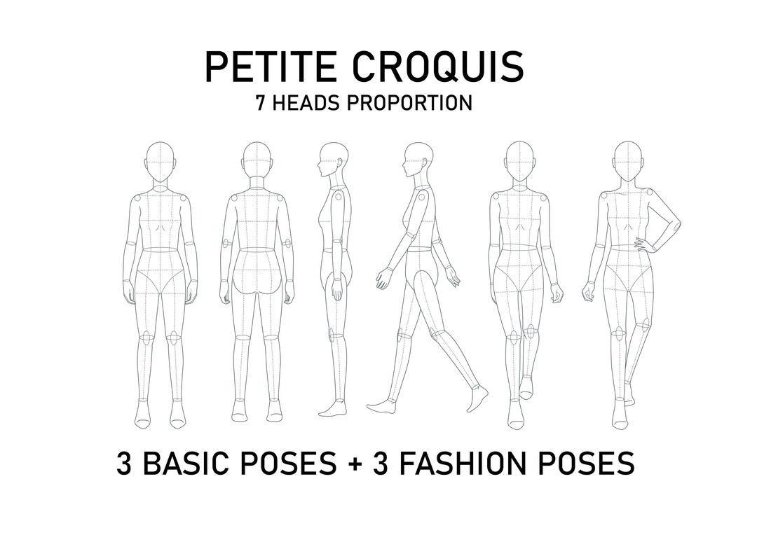 Petite Woman Croquis Fashion Figures Template - Etsy