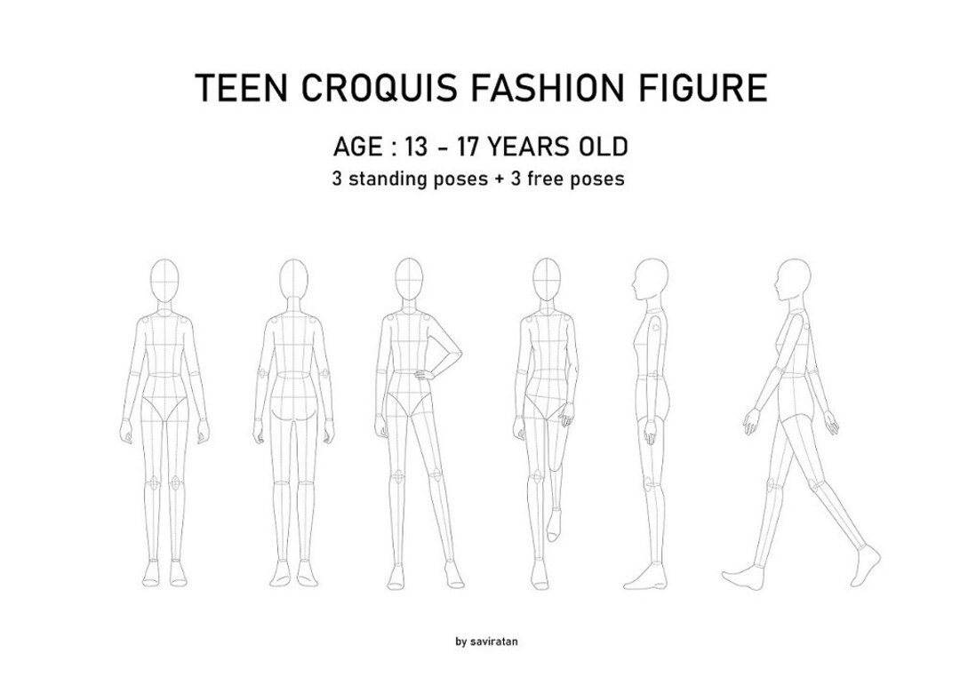 Teen Croquis Fashion Figure Template - Etsy