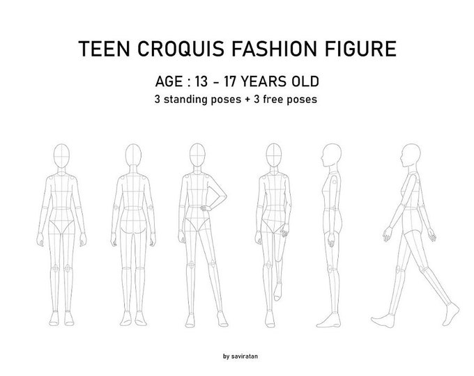 Teen Croquis Fashion Figure Template - Etsy