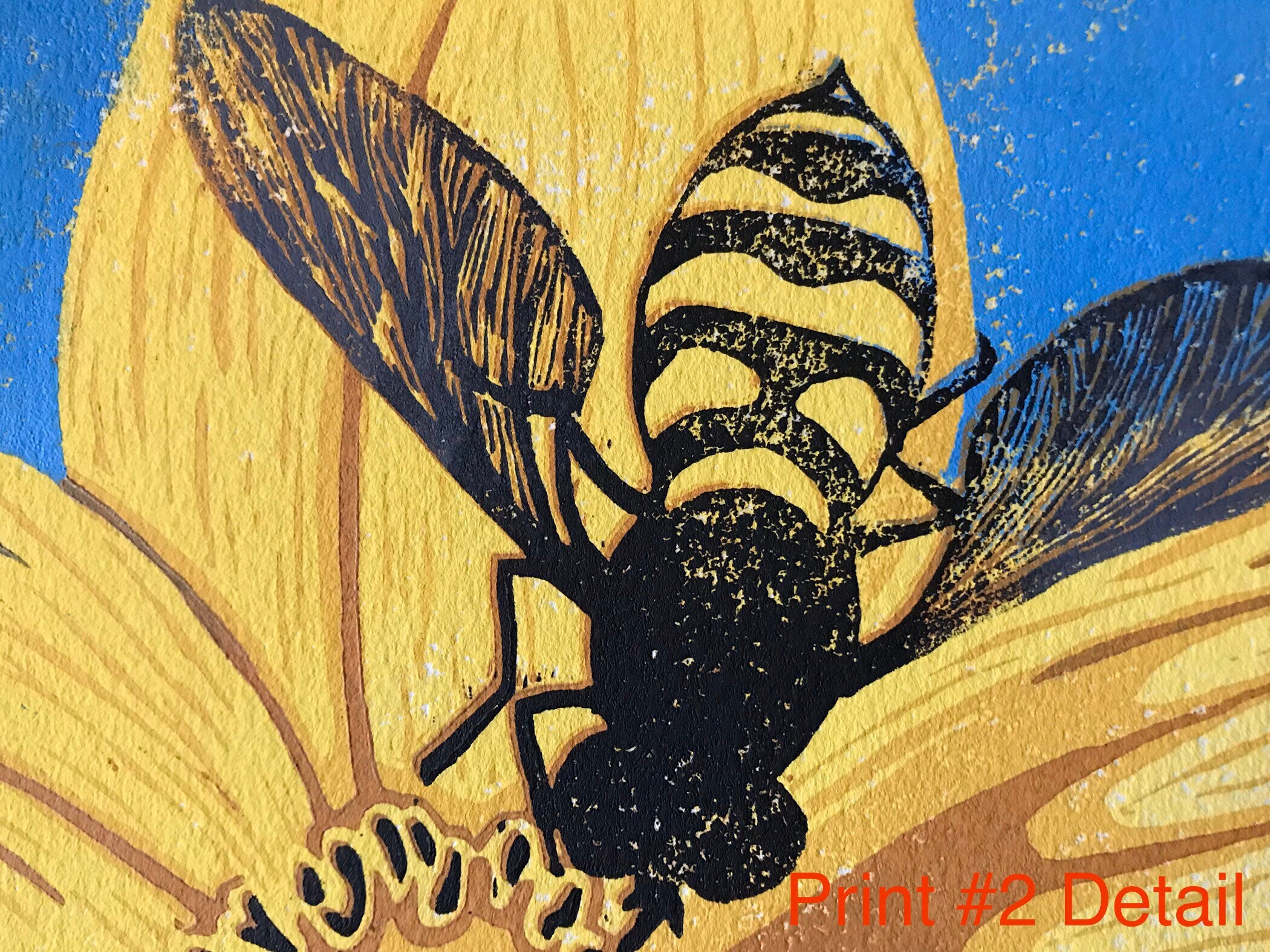 On the Yellow Flower Color Linoleum Print - Etsy