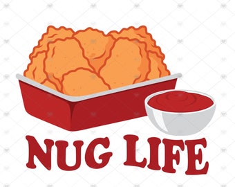 Nugg Life Chicken Nugget Sublimation Design Hand Drawn Sublimation ...
