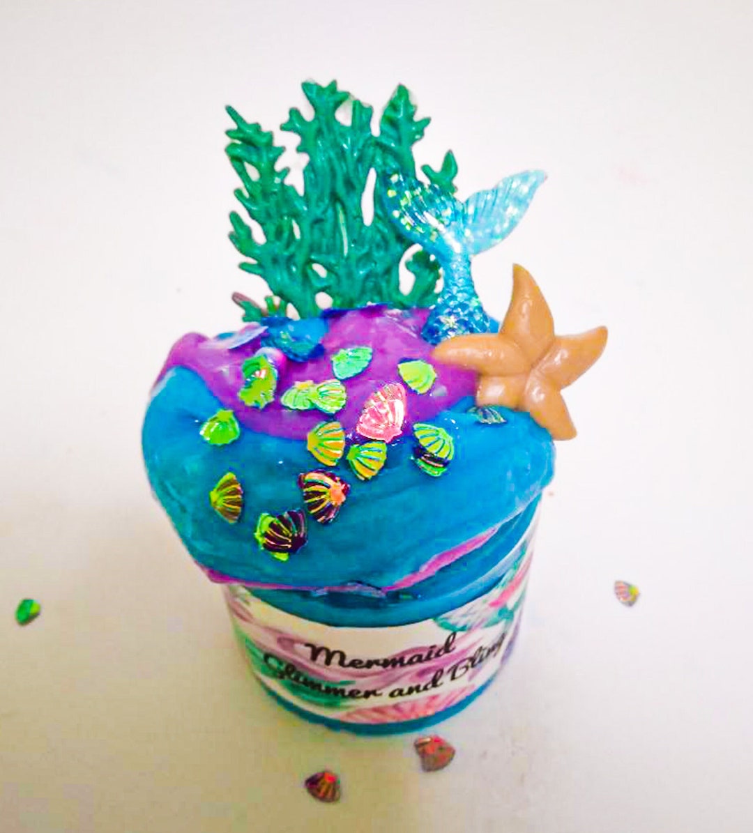 Mermaid Glimmer and Bling Slime, Homemade Slimes, Bingsu Bead Slime ...