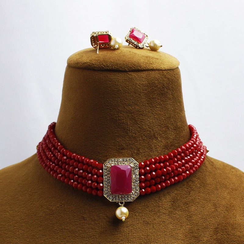 Red Necklace Set - Etsy