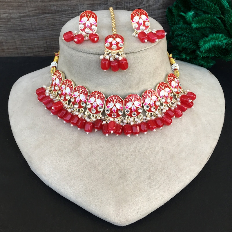 Red Jewelry Set - Etsy