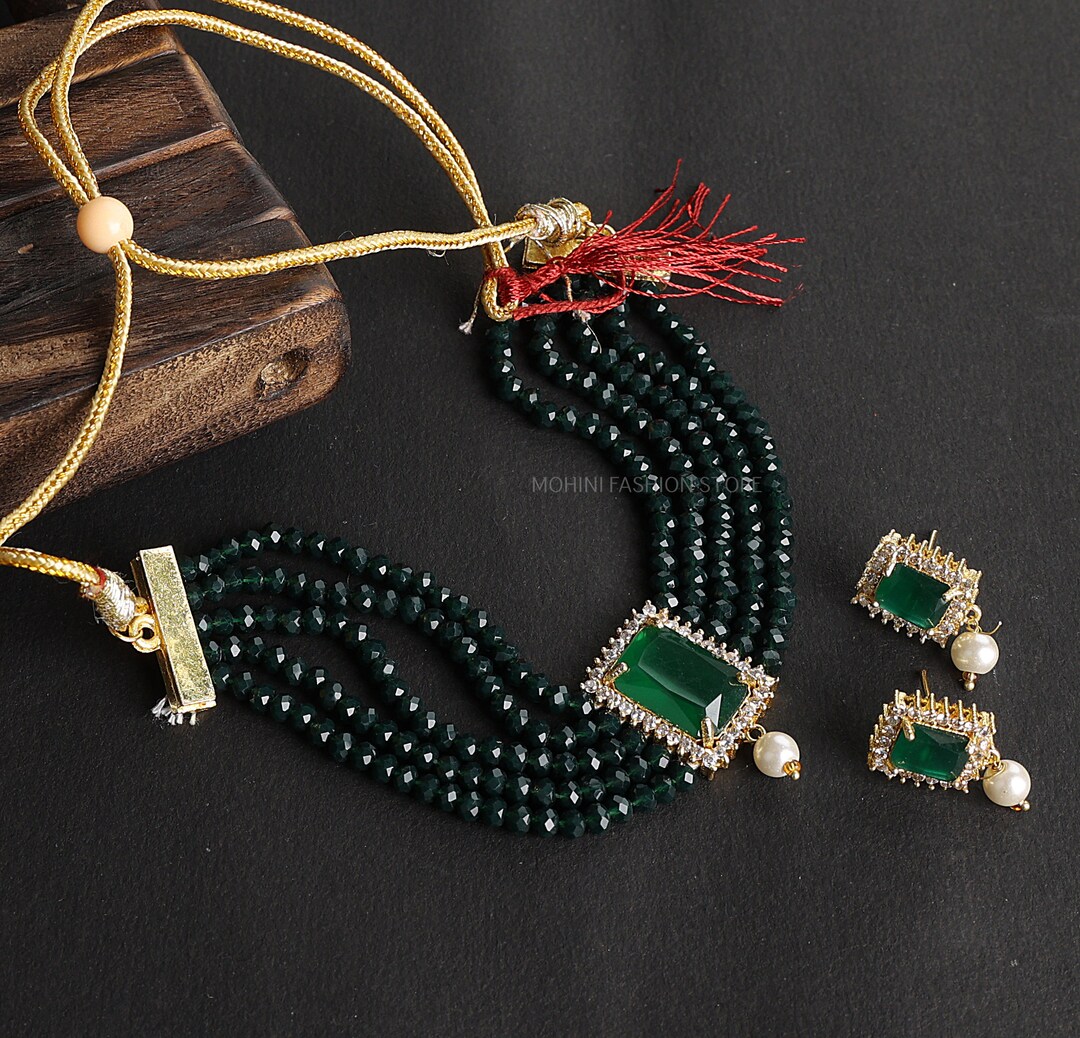 Green Choker, Indian Choker Necklace, Indian Jewelry, Wedding Jewelry ...