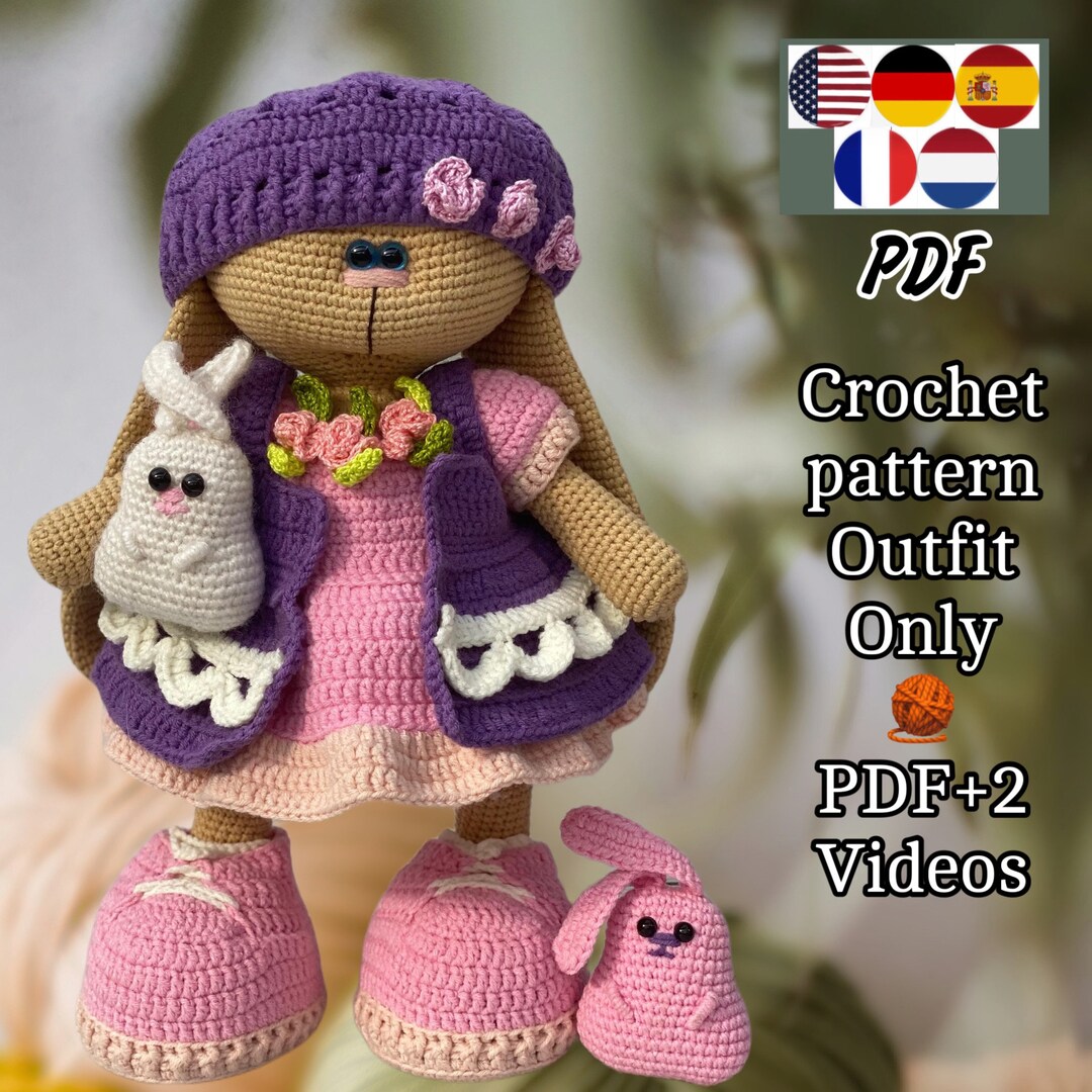 Crochet Pattern Outfit for Bunny Doll. Clothes Set summer 2 for Bunny ...