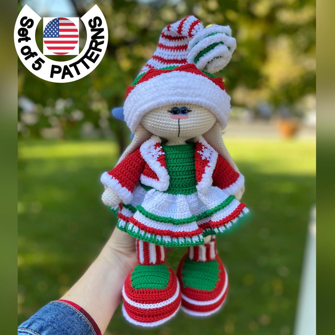 SET of 5 PATTERNS. Amigurumi Crochet Pattern Bunny in Clothes Set ...