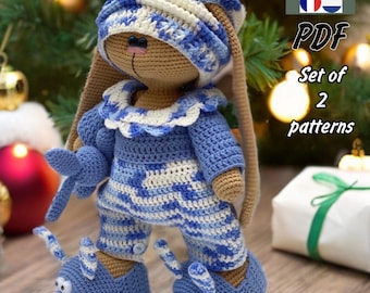 SET of 5 PATTERNS. Amigurumi Crochet Pattern Bunny in Clothes Set ...