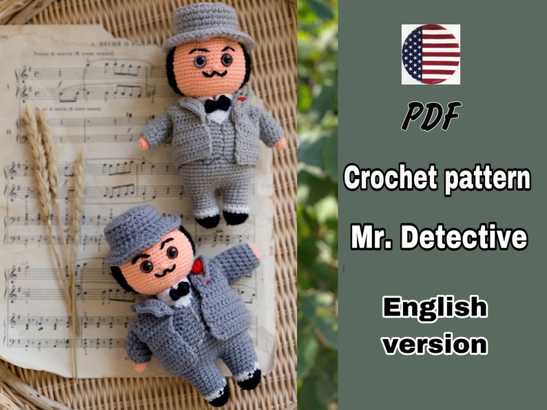 CROCHET PATTERN Toy Mr. Detective. Amigurumi Doll. English Version PDF ...
