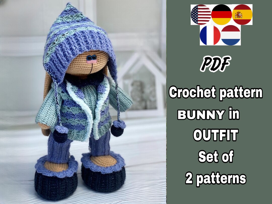Amigurumi Bunny Crochet Pattern Doll in Outfit. Crochet Tutorials Bunny ...
