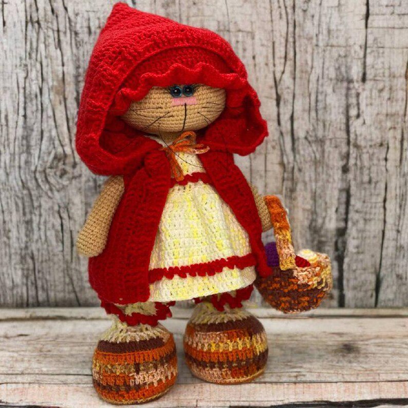 Amigurumi Crochet Pattern Red Riding Hood Outfit for Bunny, Bear or Cat ...