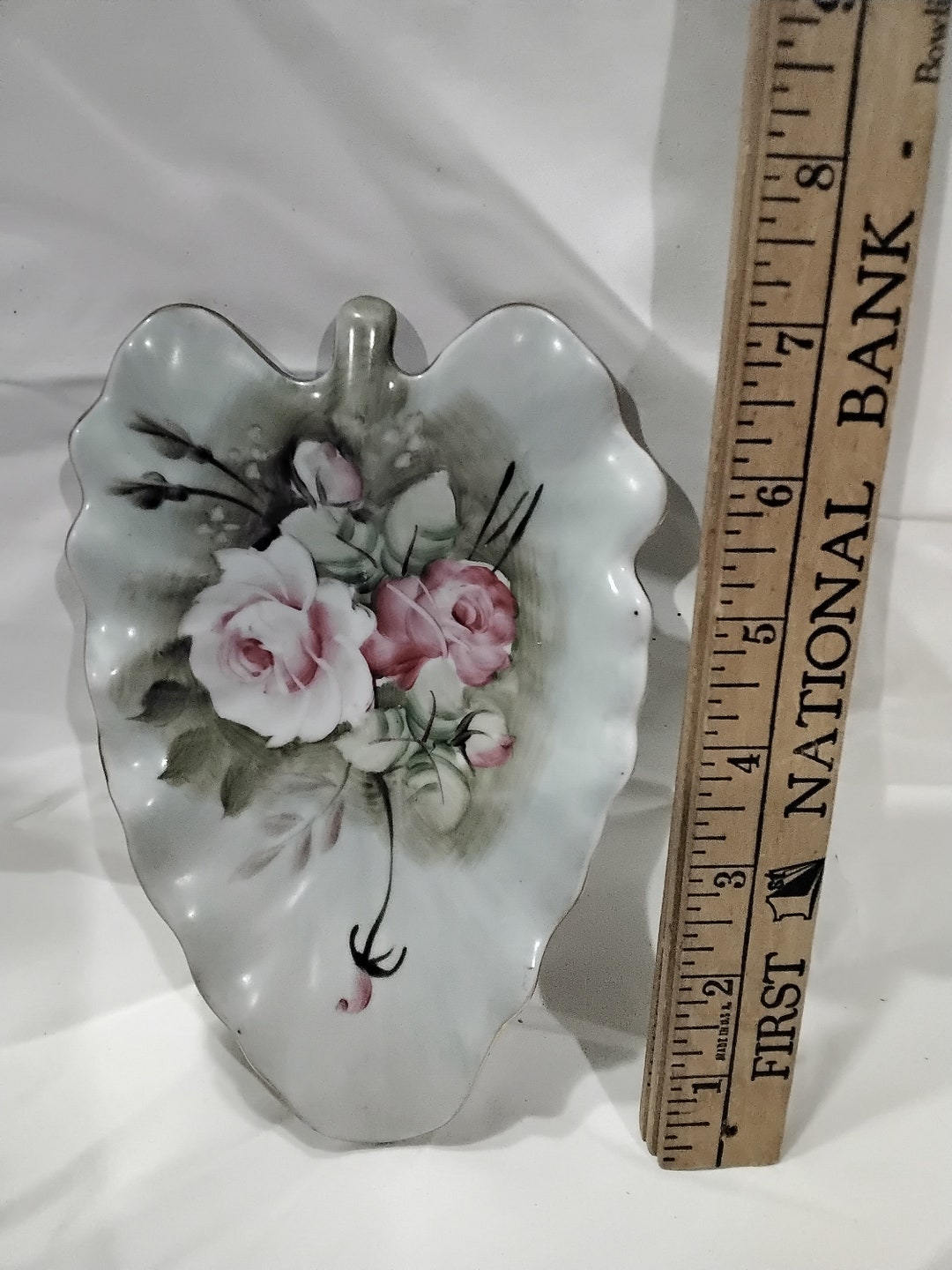 Lefton China Hand Painted Heritage Roses Cabbage Leaf Candy-nut-trinket ...