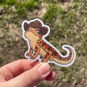 Cowboy Bearded Dragon Sticker | Vinyl Sticker | Weatherproof and ...