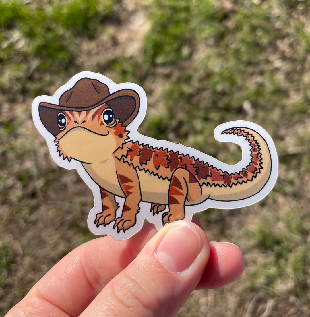 Cowboy Bearded Dragon Sticker | Vinyl Sticker | Weatherproof and ...