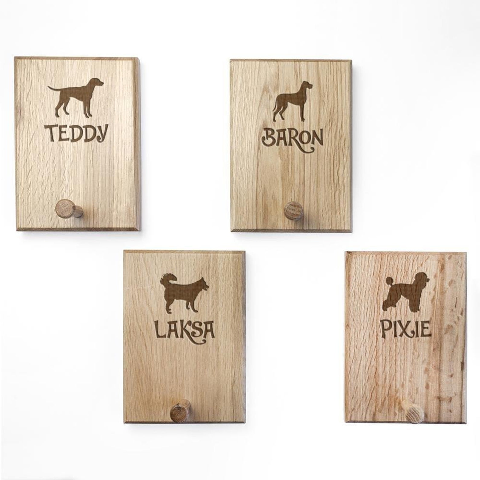 Personalised Solid Oak Collar and Lead Peg Hook Dog Coat Hook - Etsy UK