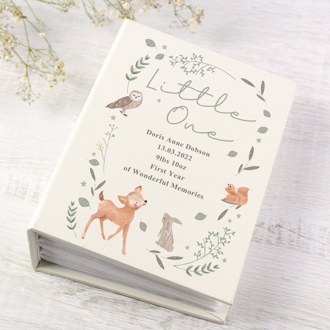 Personalised Woodland Animals Baby Photo Album 6x4 Memory Keepsake ...