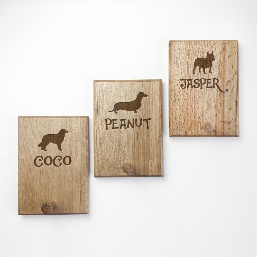 Personalised Solid Oak Collar and Lead Peg Hook Dog Coat Hook - Etsy UK
