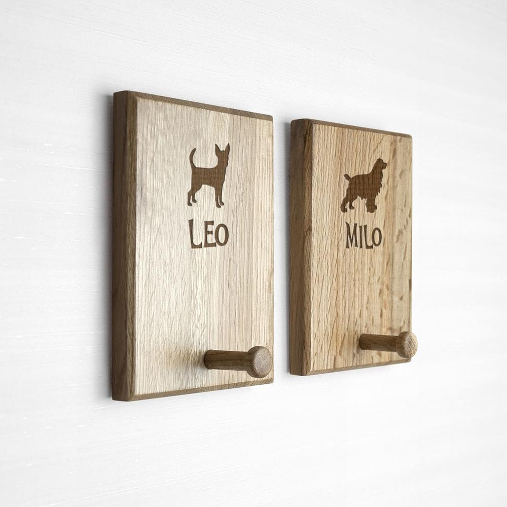 Personalised Solid Oak Collar and Lead Peg Hook Dog Coat Hook - Etsy UK
