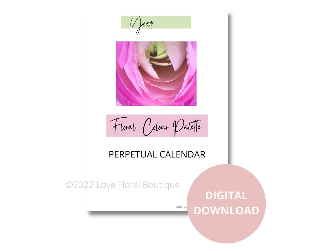 Printable Calendar. Perpetual Calendar. Calendar for Flower Lovers ...