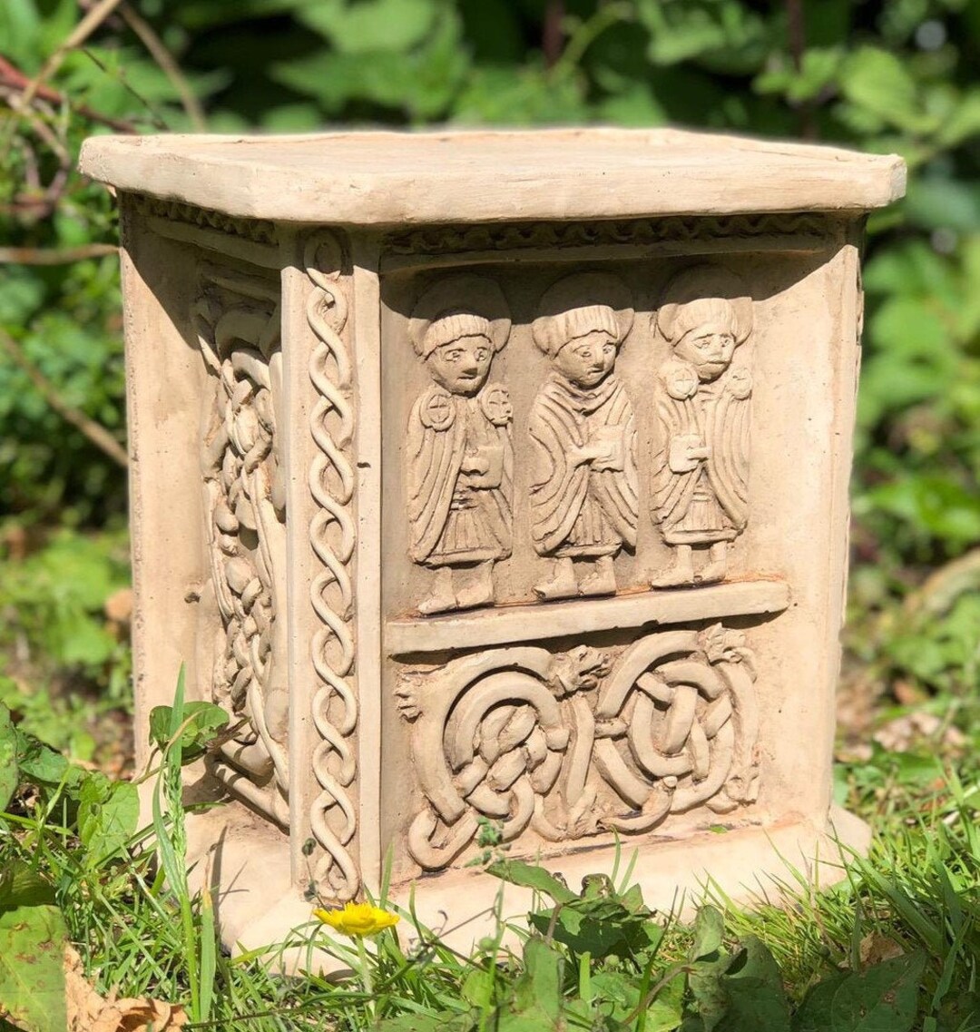 Cast Stone Ornate Plinth/stand/pedestal With Celtic/viking Designs ...