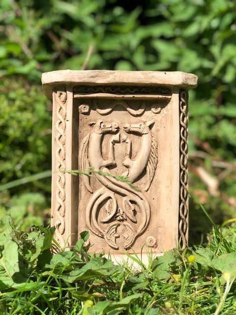Cast Stone Ornate Plinth/stand/pedestal With Celtic/viking Designs ...