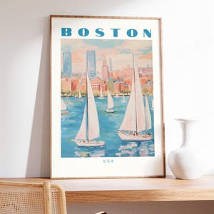 Boston Poster, Boston Travel Print, Tropical Decor, Sea Wall Art ...