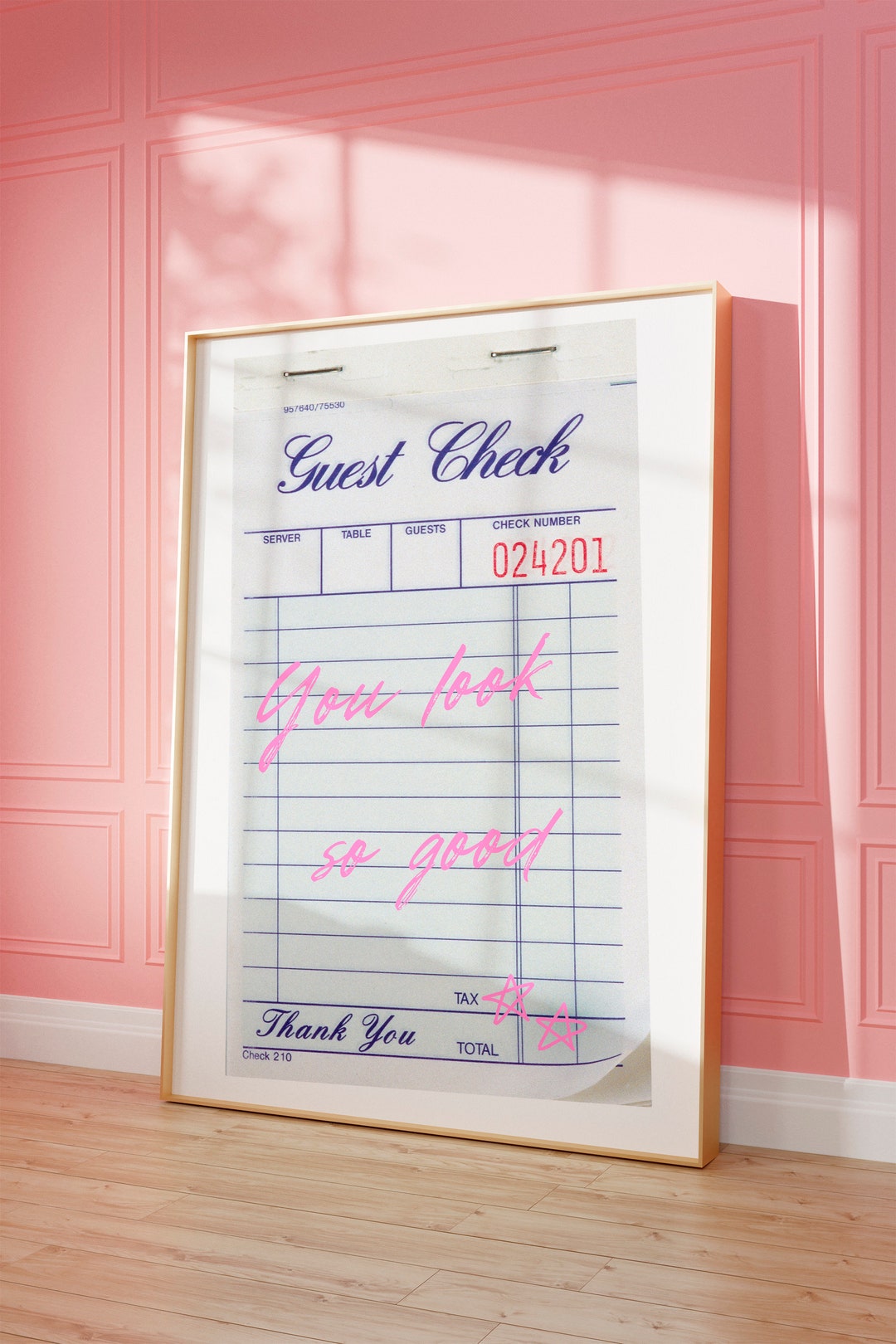 Guest Check Print Pink You Look so Good Print Preppy - Etsy