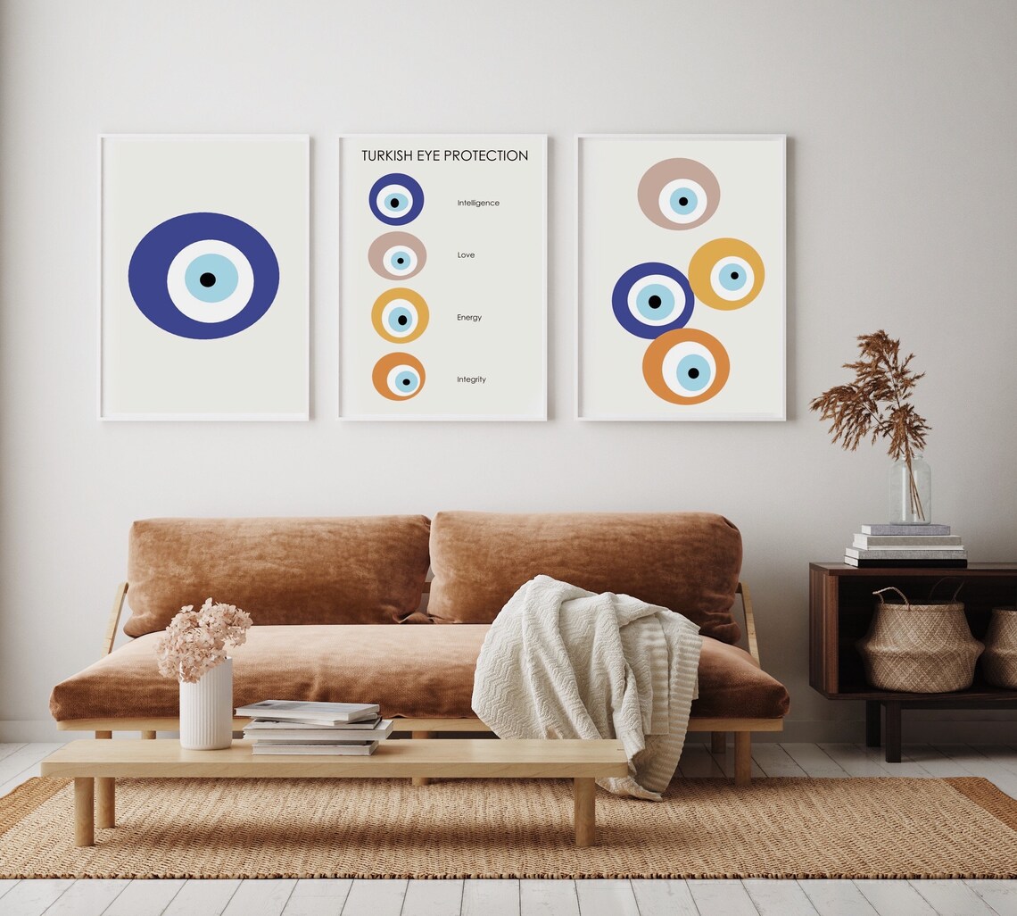 Evil Eye Poster, Modern Painting Vintage, Retro Evil Eye Painting ...
