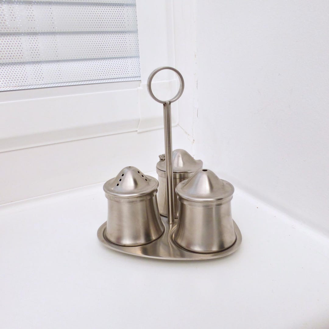 Stainless Steel Cruet Set Olde Hall Cruet Set Mid Century Salt and ...