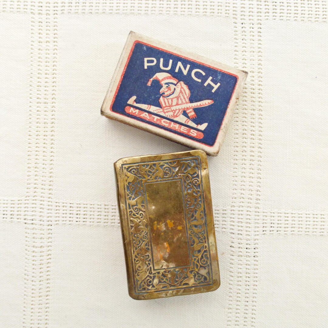 Vintage Grip Brass Match Box Cover and Punch Match Box Metal Match Box ...