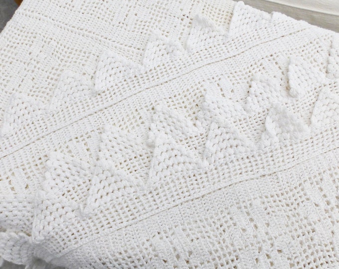 Vintage French Bed Cover | French Crochet Bedspread | Handmade French ...