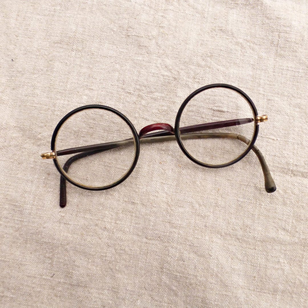 Victorian Round Spectacles Vintage Bakelite Glasses Black Rims - Etsy