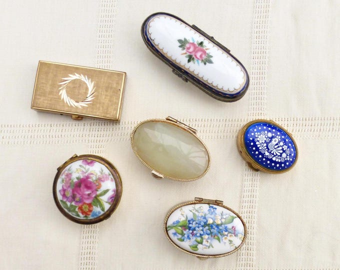 Vintage Pill Boxes | Floral Tablet Boxes | Enamel Pill Boxes | Dressing ...
