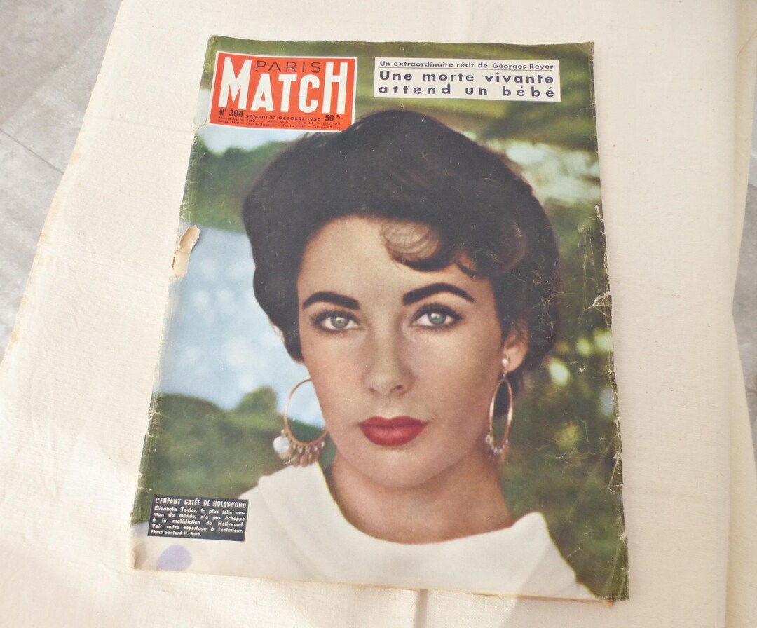Paris Match Magazine | Elizabeth Taylor Cover | Vintage 1956 ...