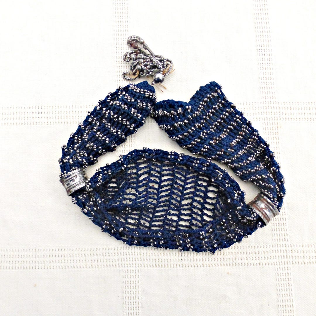 Victorian Blue Crocheted Beaded Miser's Purse - Etsy