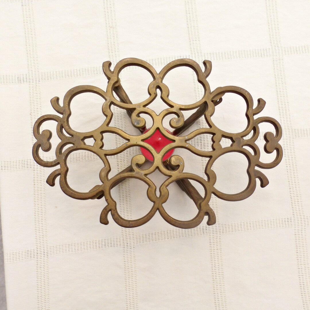 Vintage French Brass Trivet – Food Warmer Stand – Table Heater ...