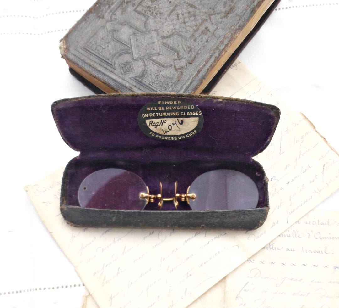 Victorian Oval Nose Clip Spectacles | Vintage Rimless Glasses | Vintage ...