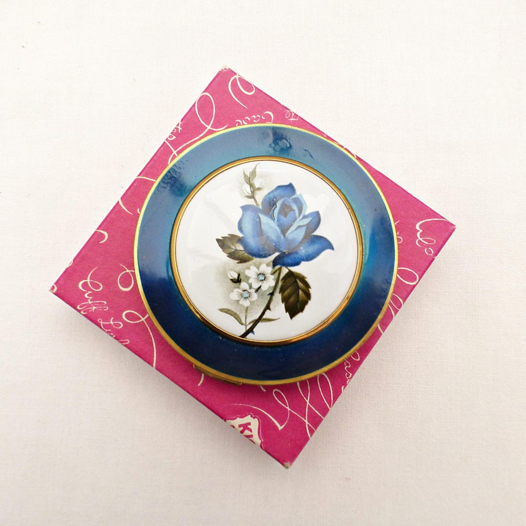 Vintage KIGU Powder Compact Blue Rose Compact 1980s Mascot Compact ...
