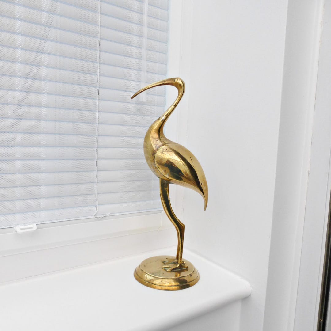 Vintage Large Solid Brass Ibis | Water Bird Ornament | Wading Bird ...