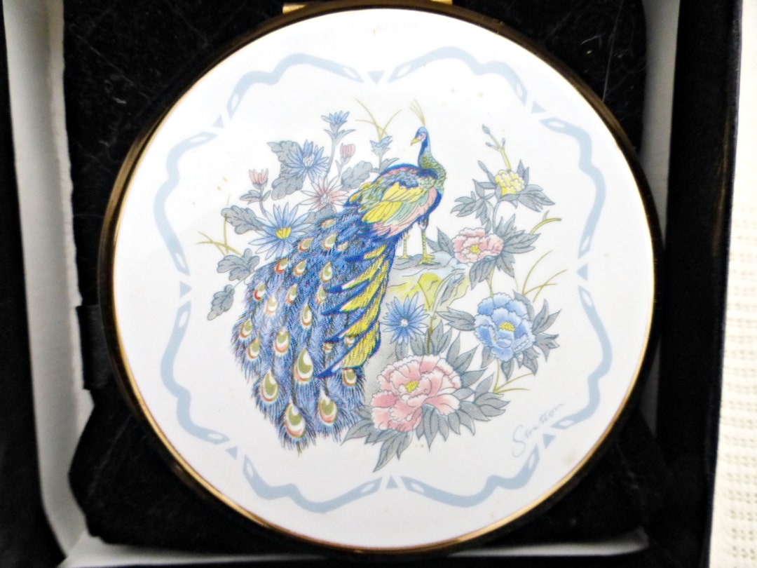 Vintage Stratton Peacock Powder Compact 1980s Pastel Peacock Mirror ...