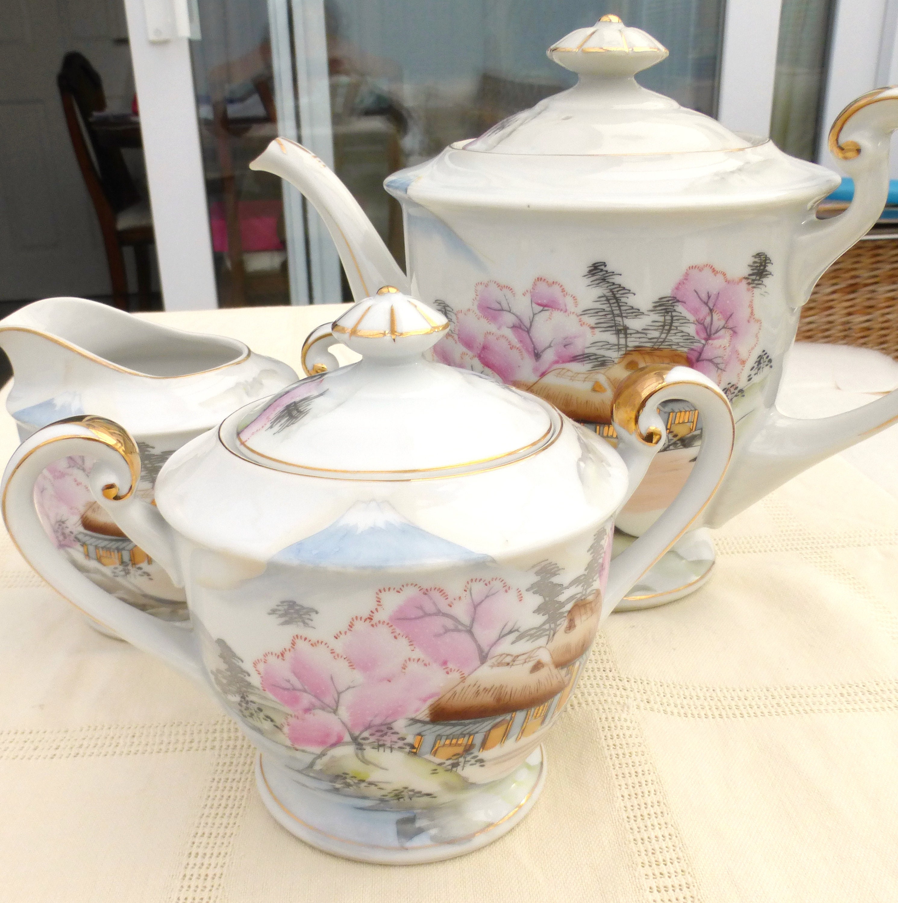 Japanese Antique Tea Set Oriental Tea Pot Milk and Sugar - Etsy