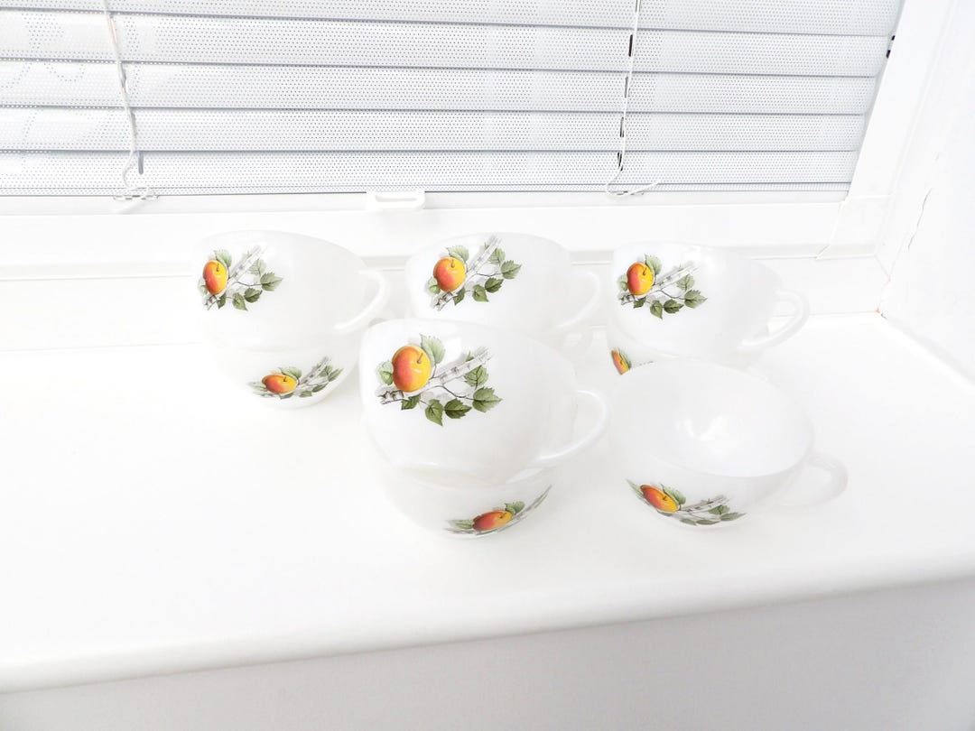 Vintage Arcopal Coffee Cups | French Milk Glass Cups | White Arcopal ...