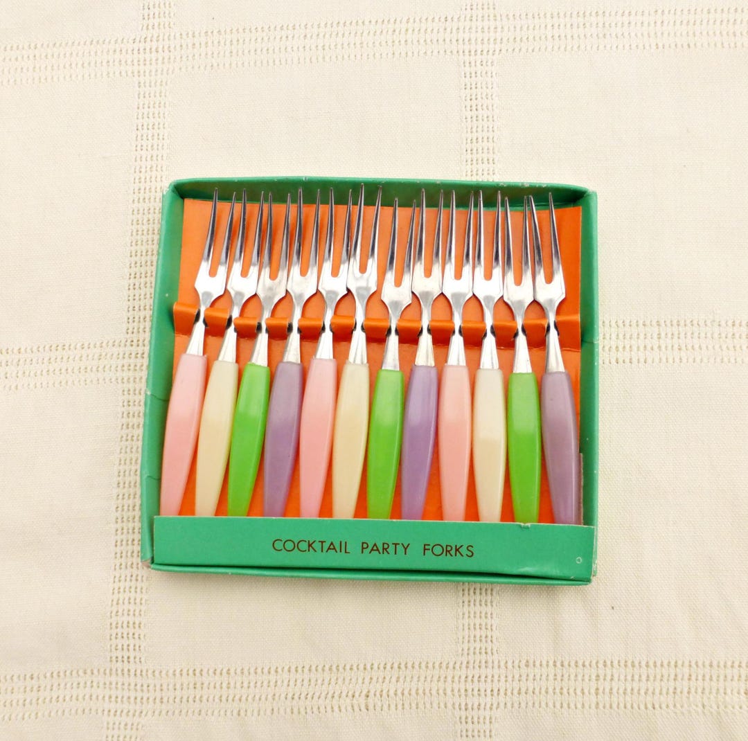 1960s Cocktail Forks | Bakelite Atomic Set for Parties and Hors D ...