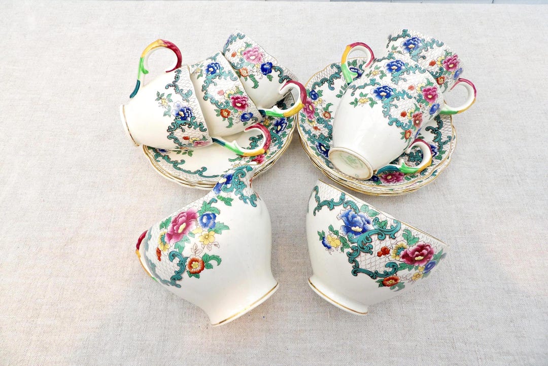 Vintage Royal Cauldon Coffee Set – Victoria Pattern Floral Espresso ...
