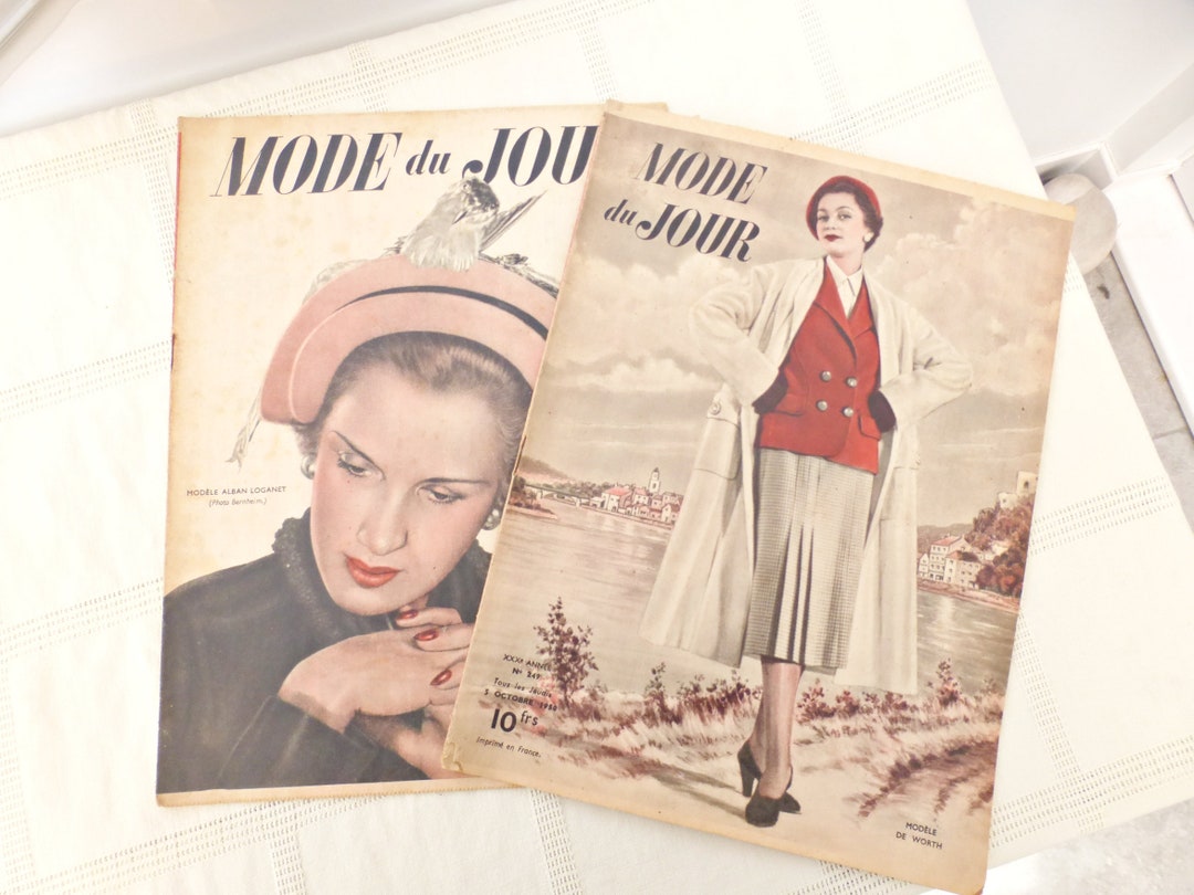 2 X Vintage French Fashion Magazines 1950s Mode Du Jour Magazine ...