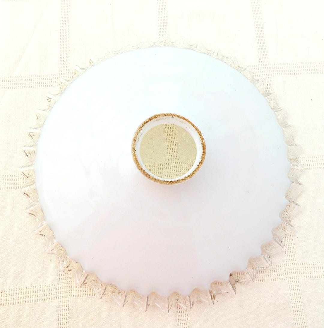 Vintage Rustic Lighting | French Country Decor White Glass Pendant ...