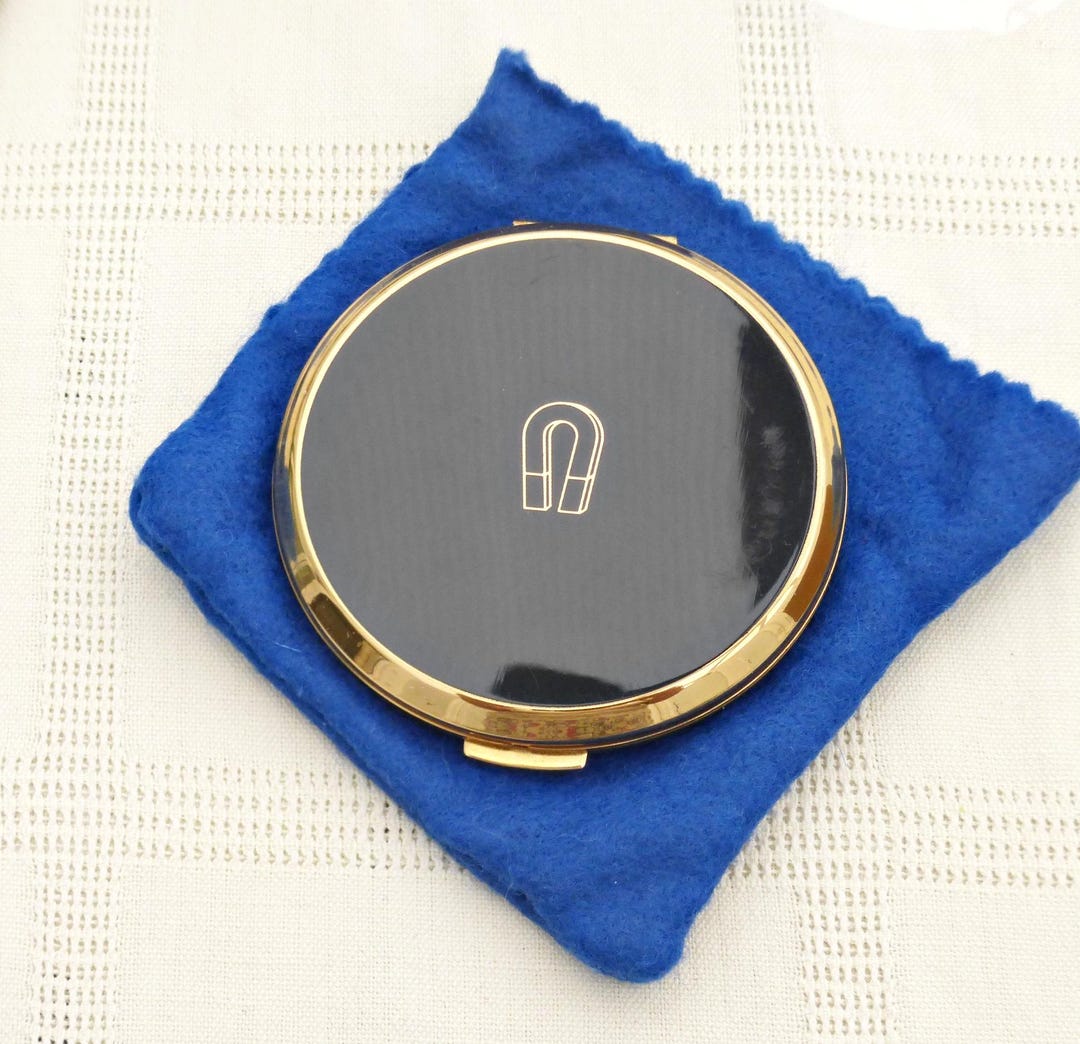 Vintage Stratton Magnet Compact 1980s Black Powder Compact Pocket ...